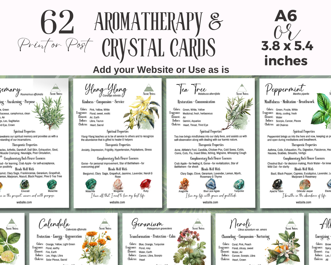 62 Essential Oil Cards - Printable Aromatherapy Card Collection - Digi ...