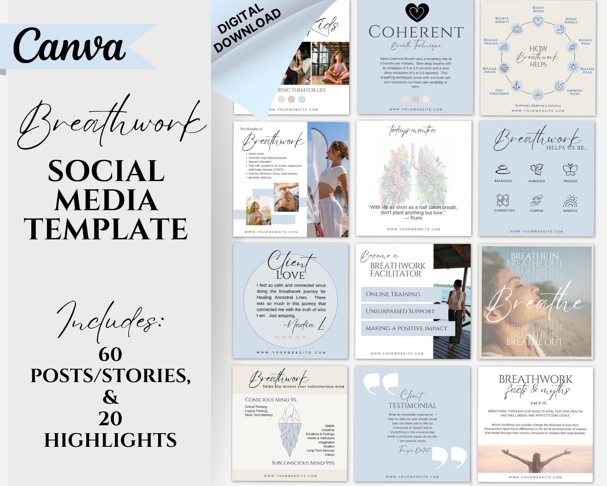 Breathwork Social Media Collection, Breath Coach Posts, Breathing IG C ...