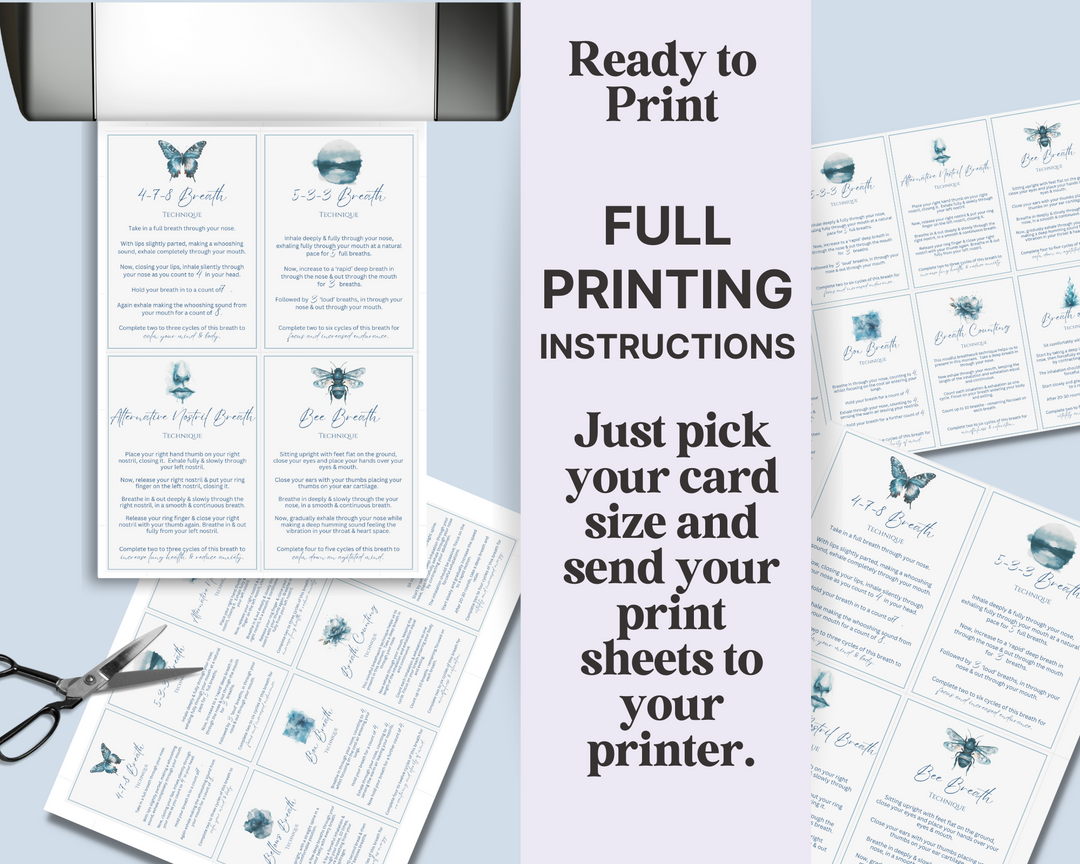 32 Breathing Cards, Mindful Breathwork Calming Techniques, Printable B ...