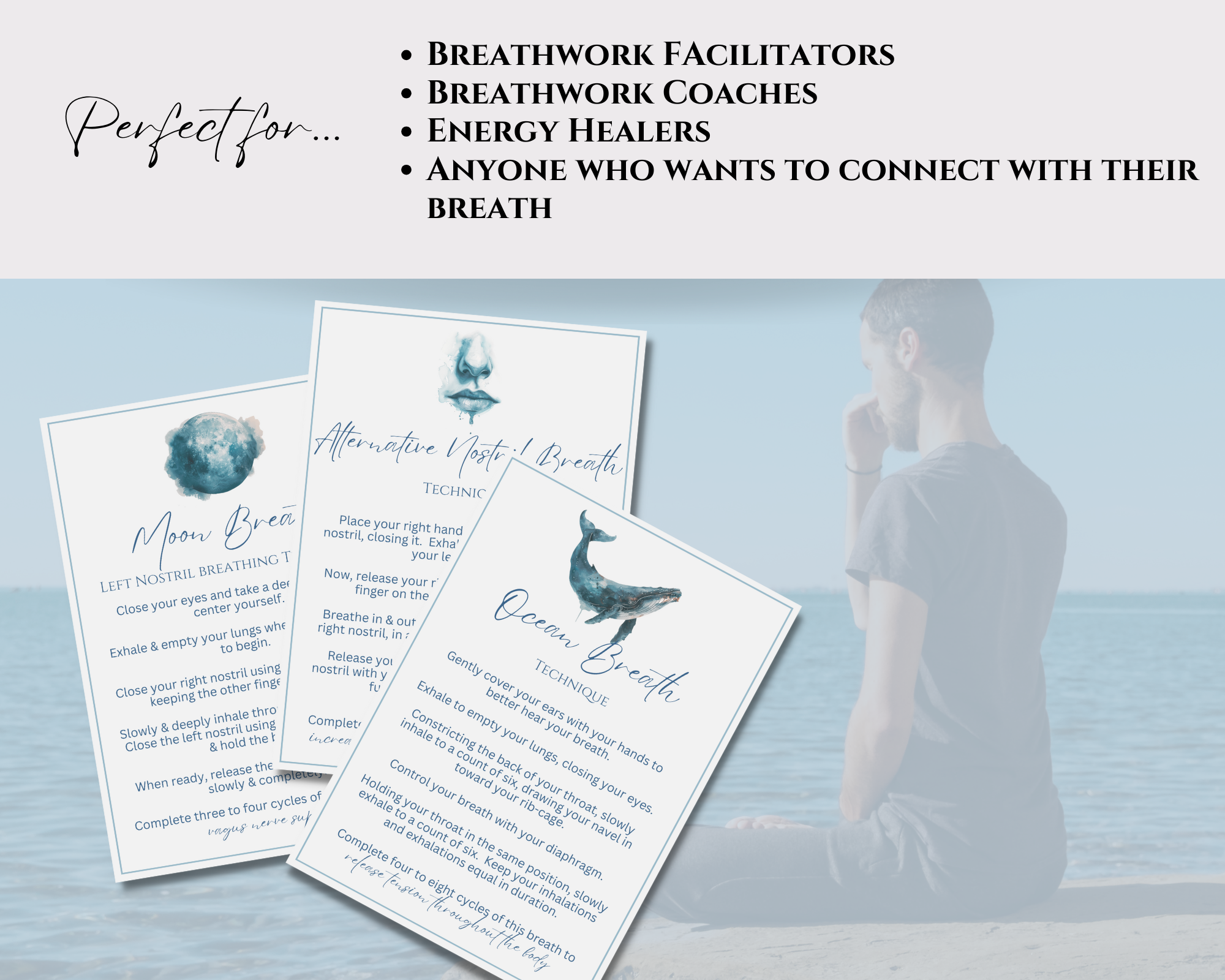 32 Breathing Cards, Mindful Breathwork Calming Techniques, Printable B ...