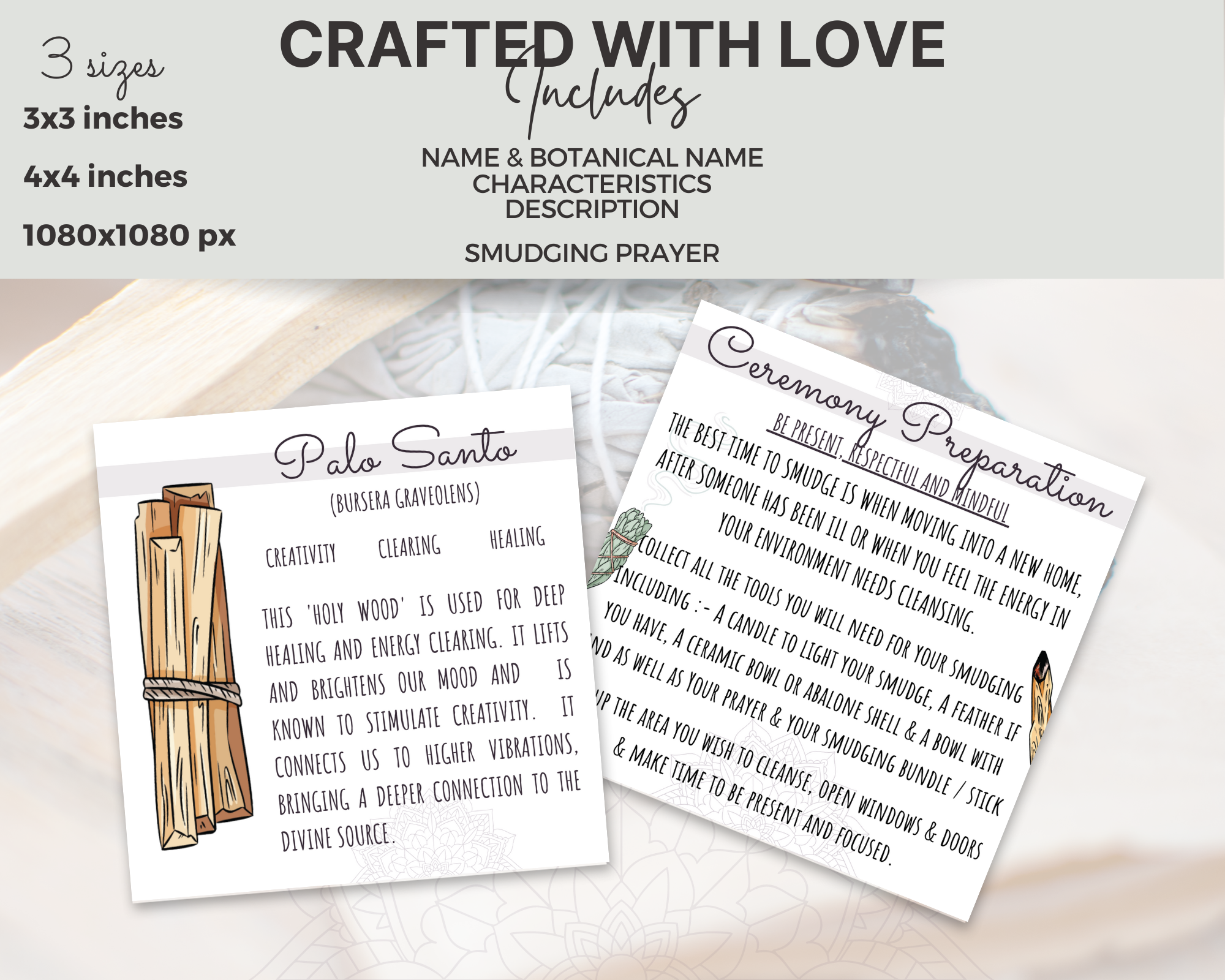 10 Smudging Cards & Smudge Prayer Cards includes Smudging Instructions ...