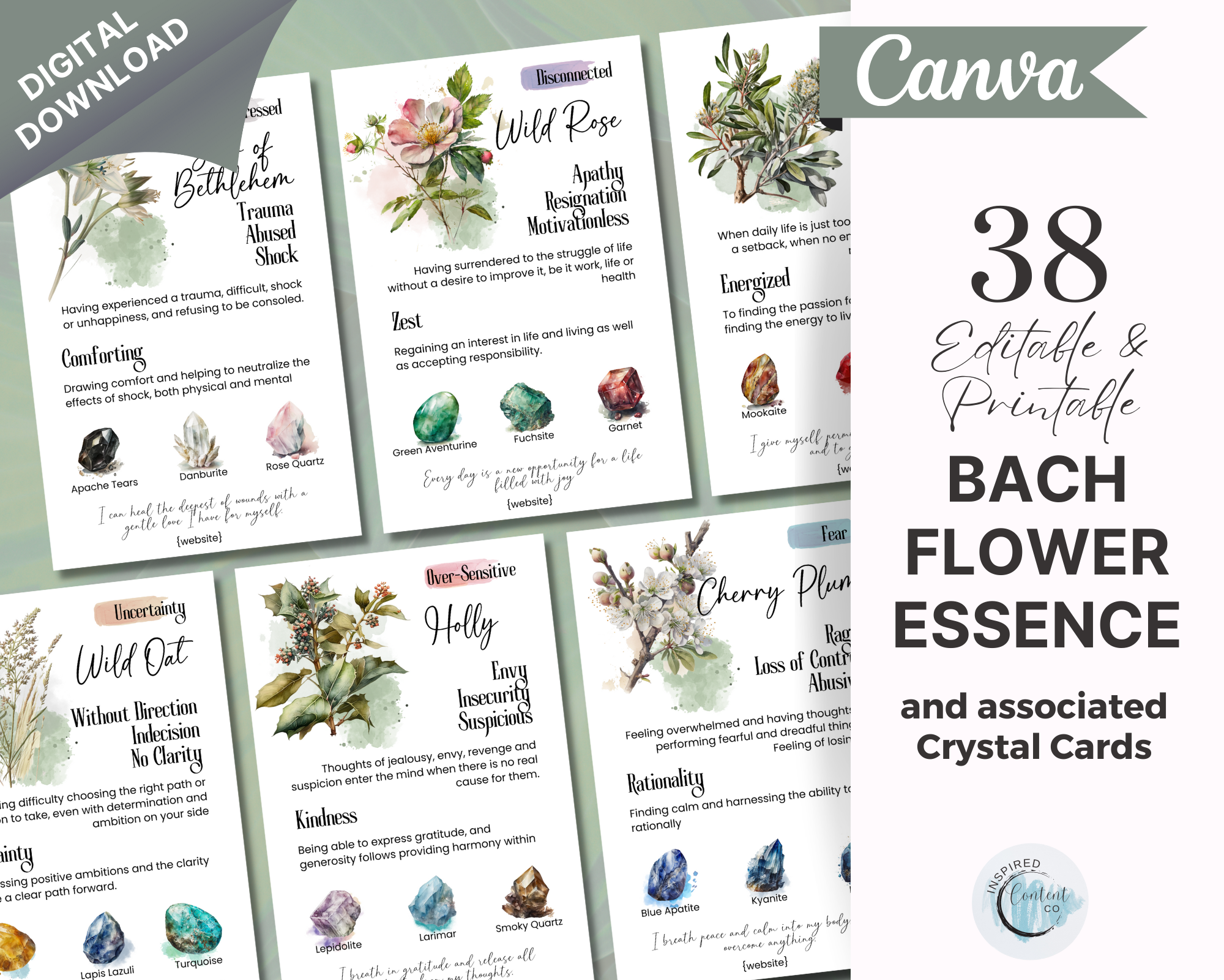 Bach Flower Cards with Crystals, Bach Remedy Healing Cards – Inspired ...