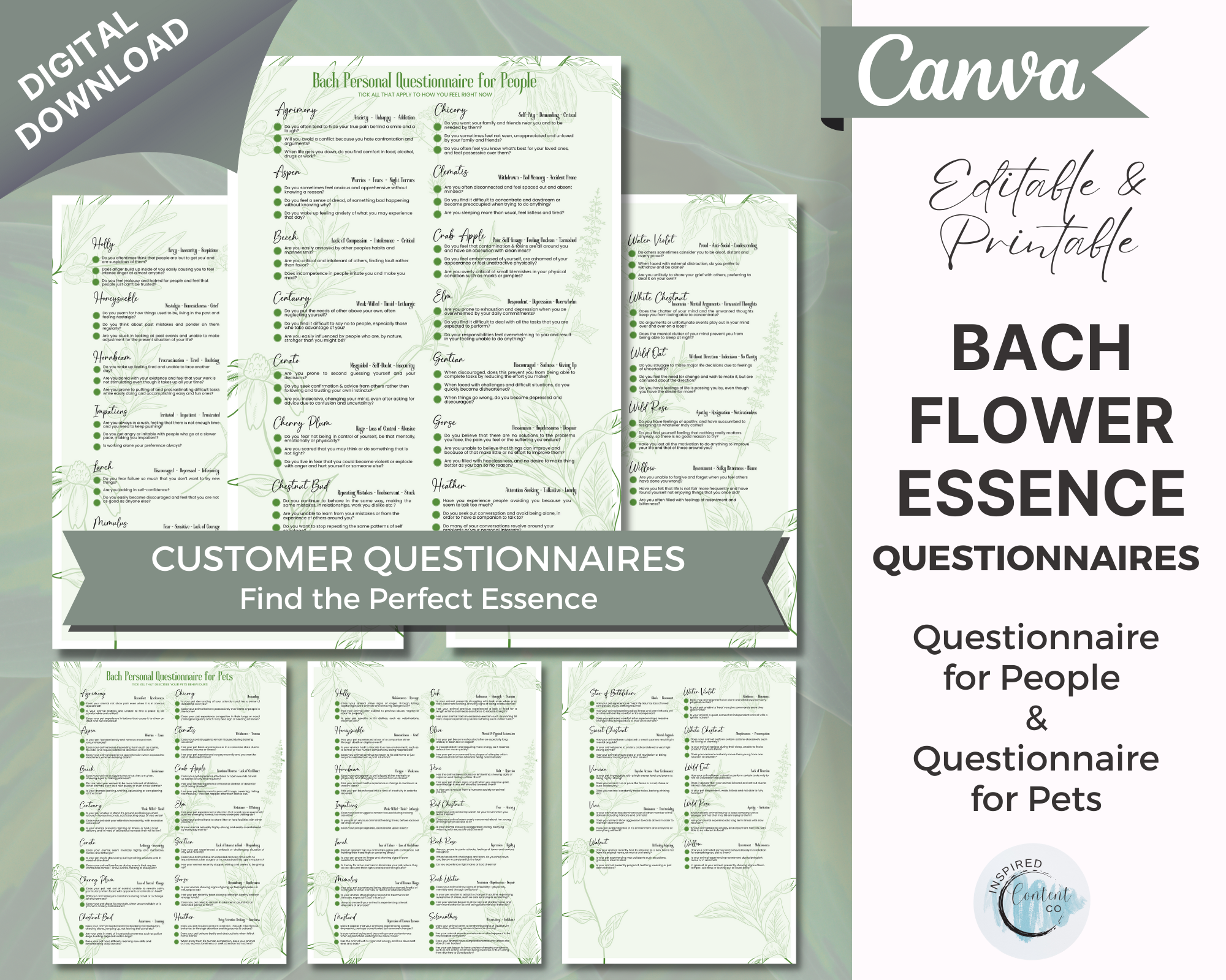 Bach Flower Essence Questionnaire Sheet for People & Pets / Animals ...