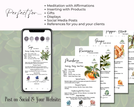 62 Essential Oil Cards - Printable Aromatherapy Card Collection - Digi ...