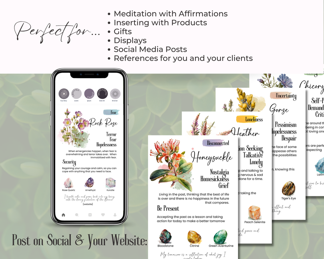 Bach Flower Cards with Crystals, Bach Remedy Healing Cards – Inspired ...