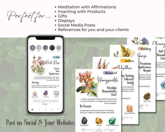 Bach Flower Cards with Crystals, Bach Remedy Healing Cards – Inspired ...