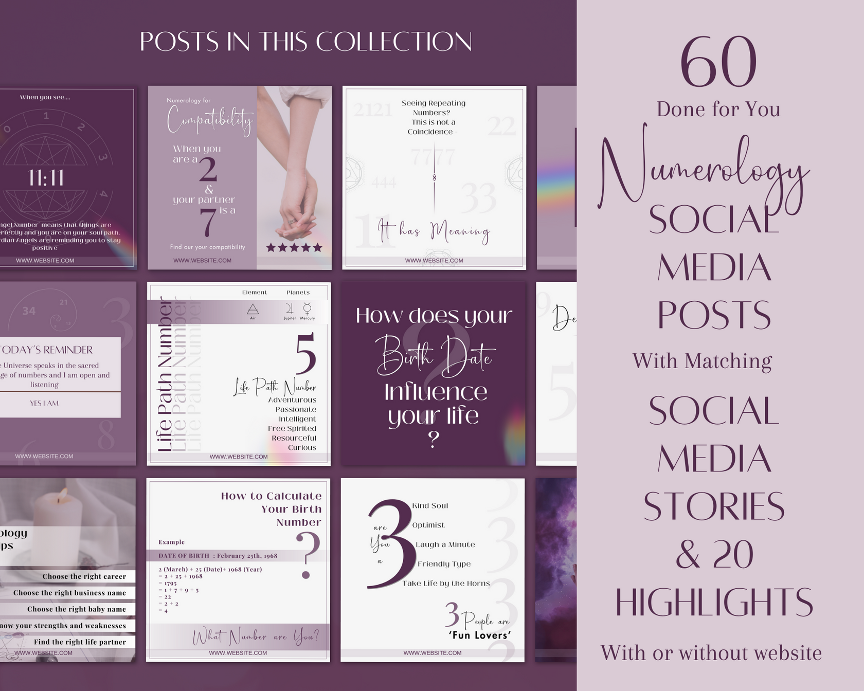 Numerology Social Media Posts Bundle, Numerological info on life path ...