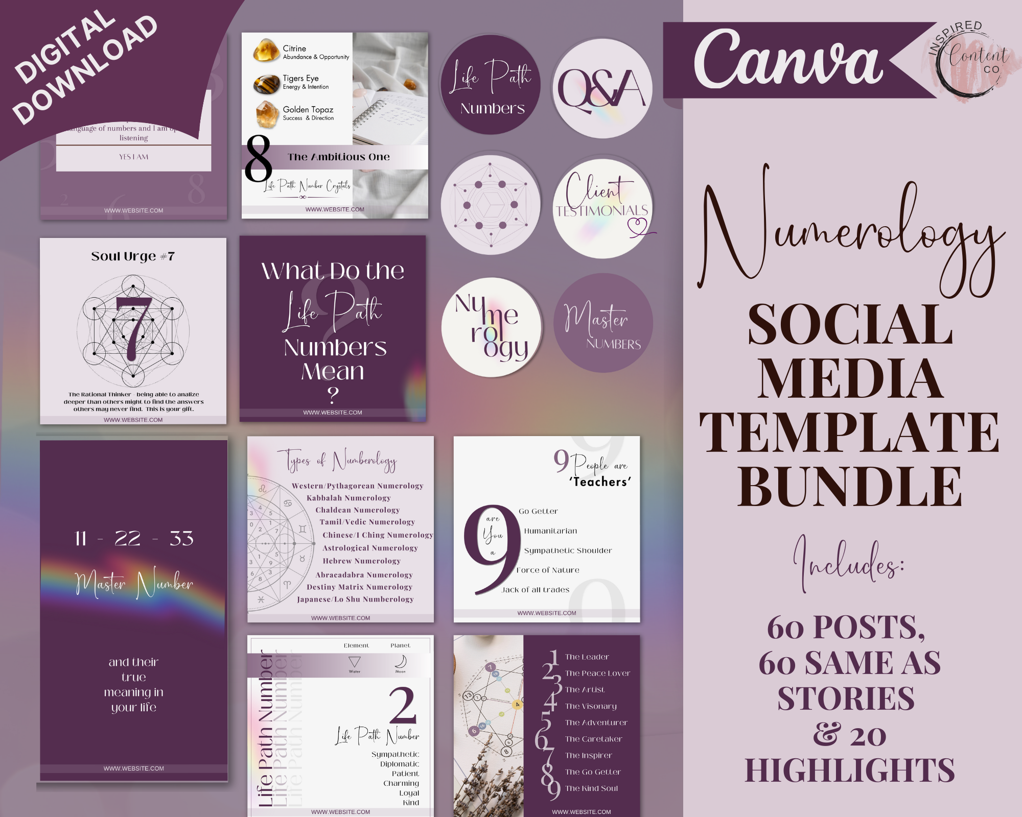 Numerology Social Media Posts Bundle, Numerological info on life path ...