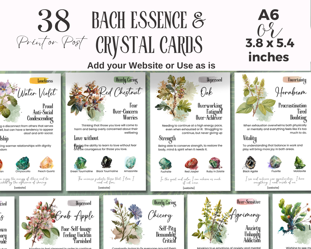 Bach Flower Cards with Crystals, Bach Remedy Healing Cards – Inspired ...