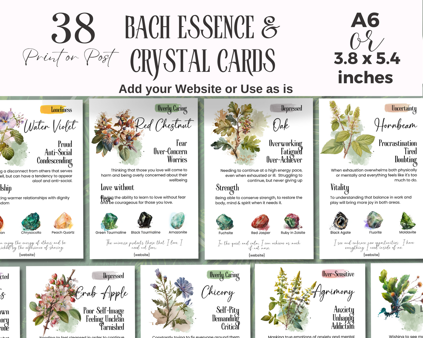 Bach Flower Cards with Crystals, Bach Remedy Healing Cards – Inspired ...