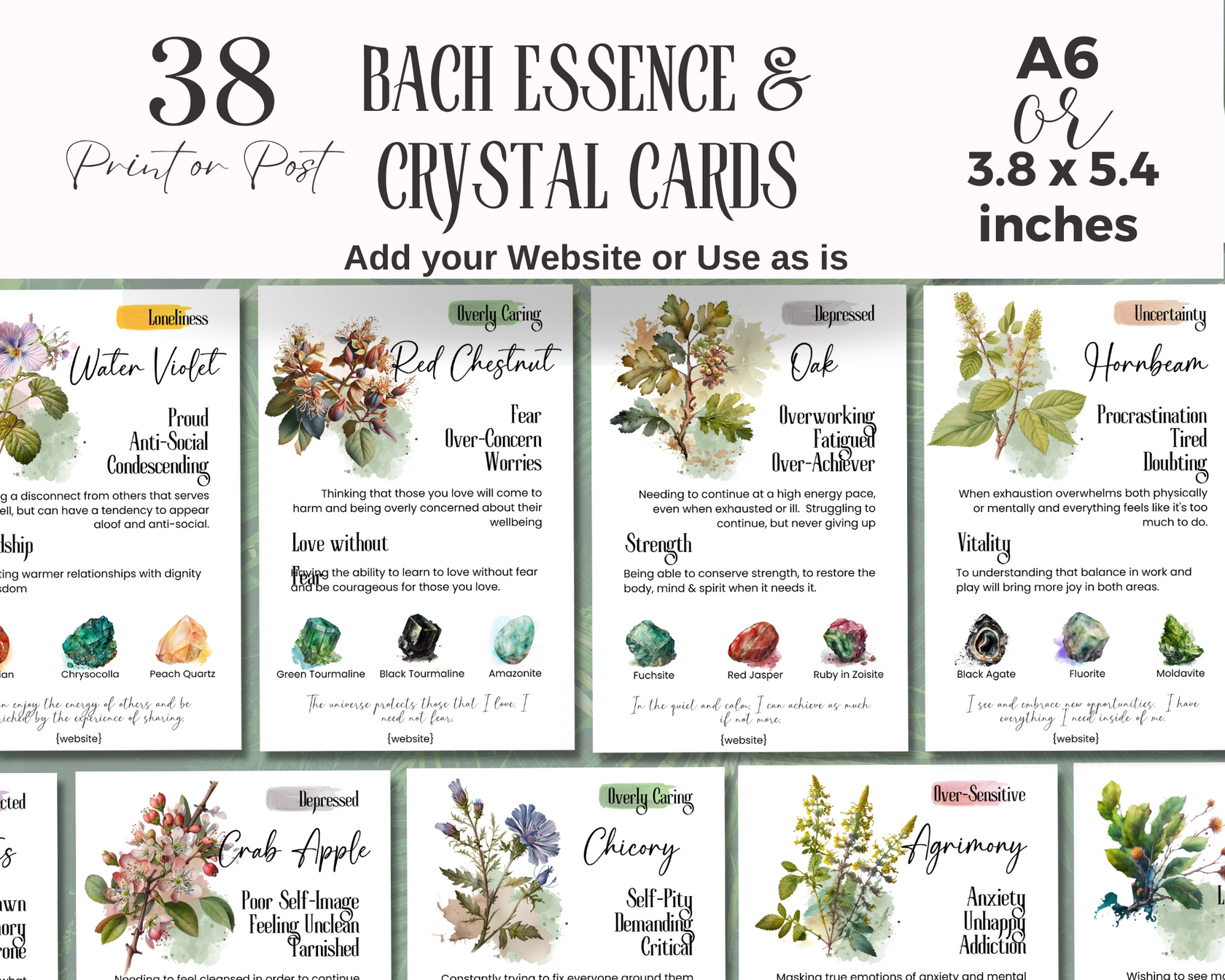 Bach Flower Cards with Crystals, Bach Remedy Healing Cards – Inspired ...