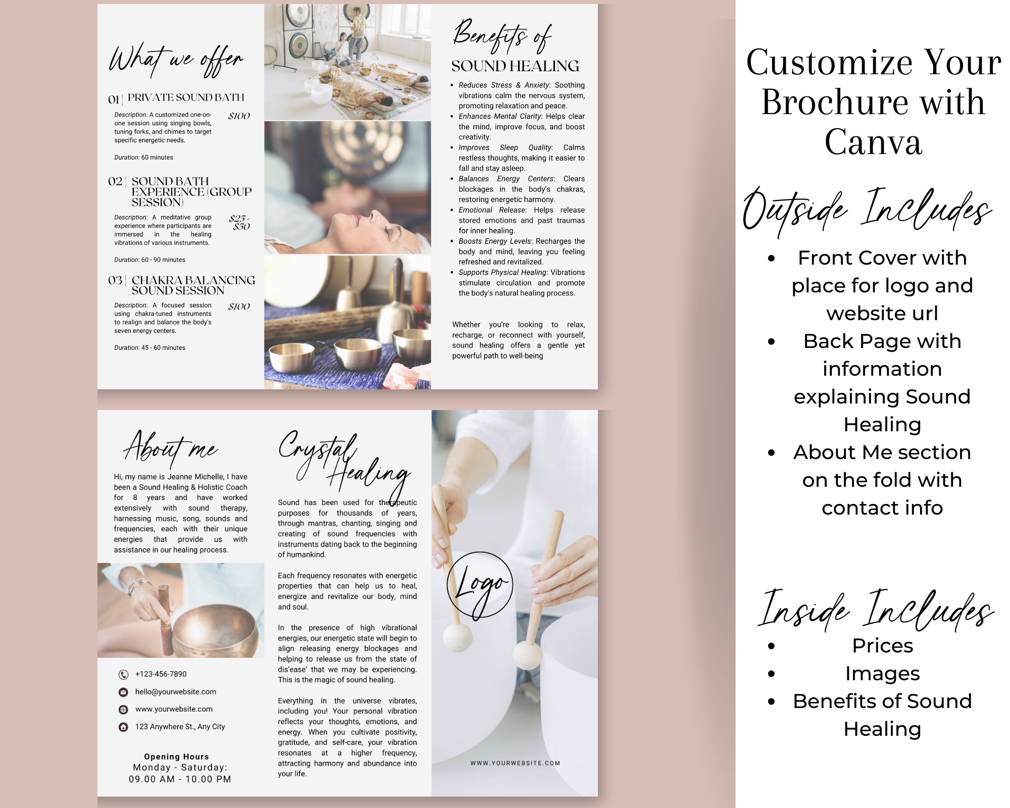 Sound Healing Brochure, Fully Editable in Canva, Includes Images and T ...
