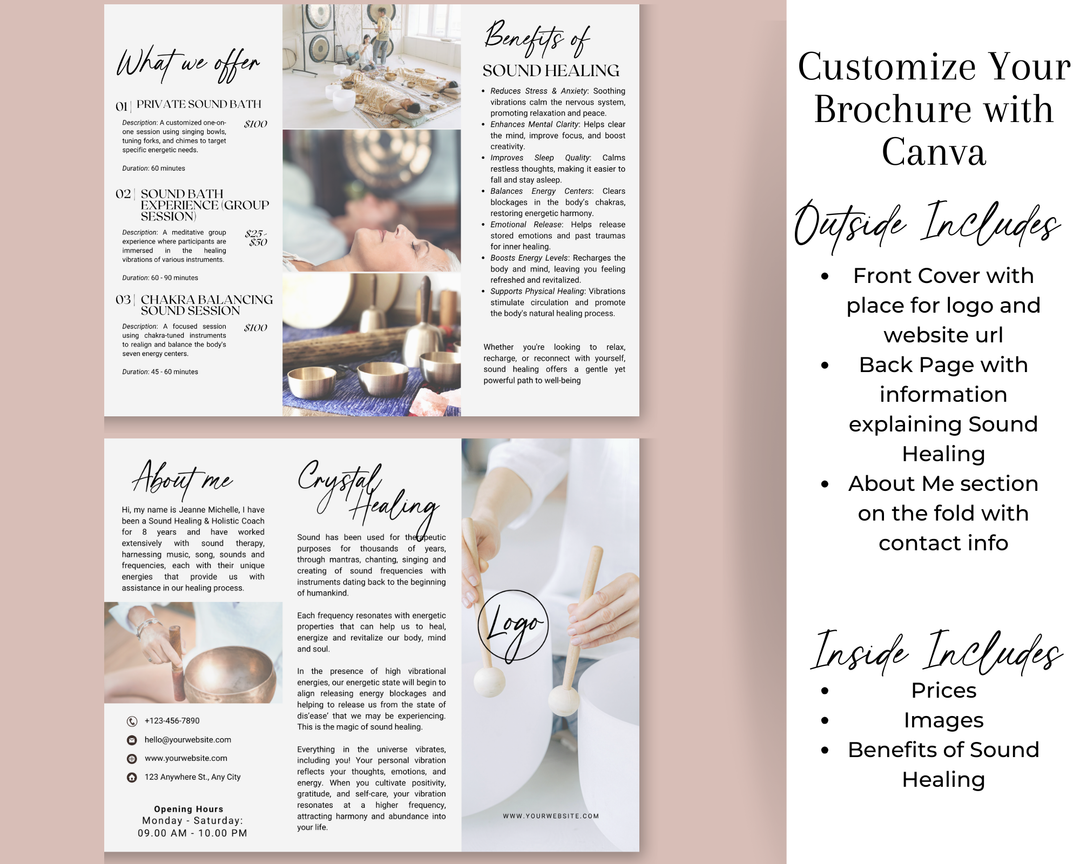 Sound Healing Brochure, Fully Editable in Canva, Includes Images and T ...