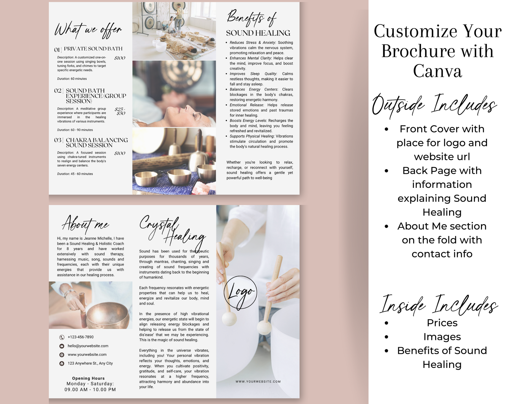 Sound Healing Brochure, Fully Editable in Canva, Includes Images and T ...