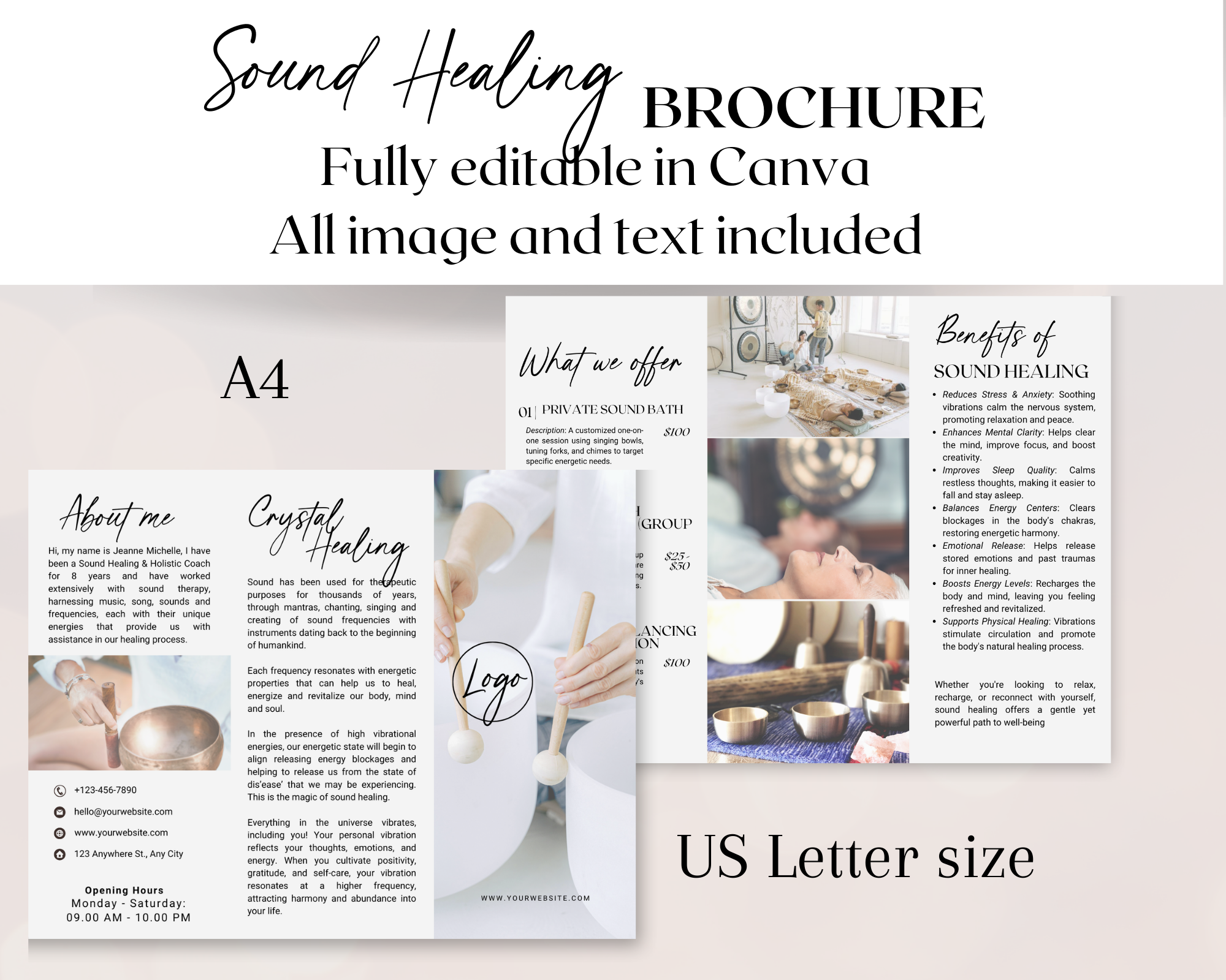 Sound Healing Brochure, Fully Editable in Canva, Includes Images and T ...