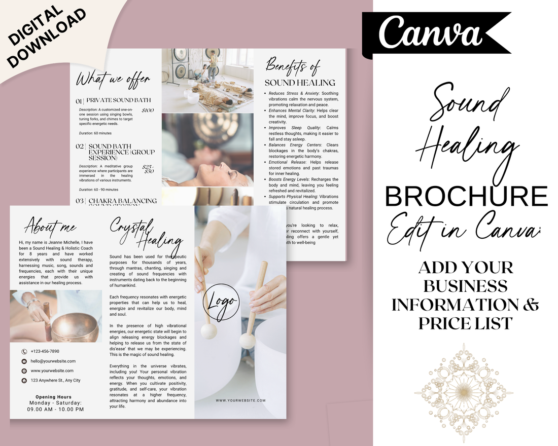 Sound Healing Brochure, Fully Editable in Canva, Includes Images and T ...