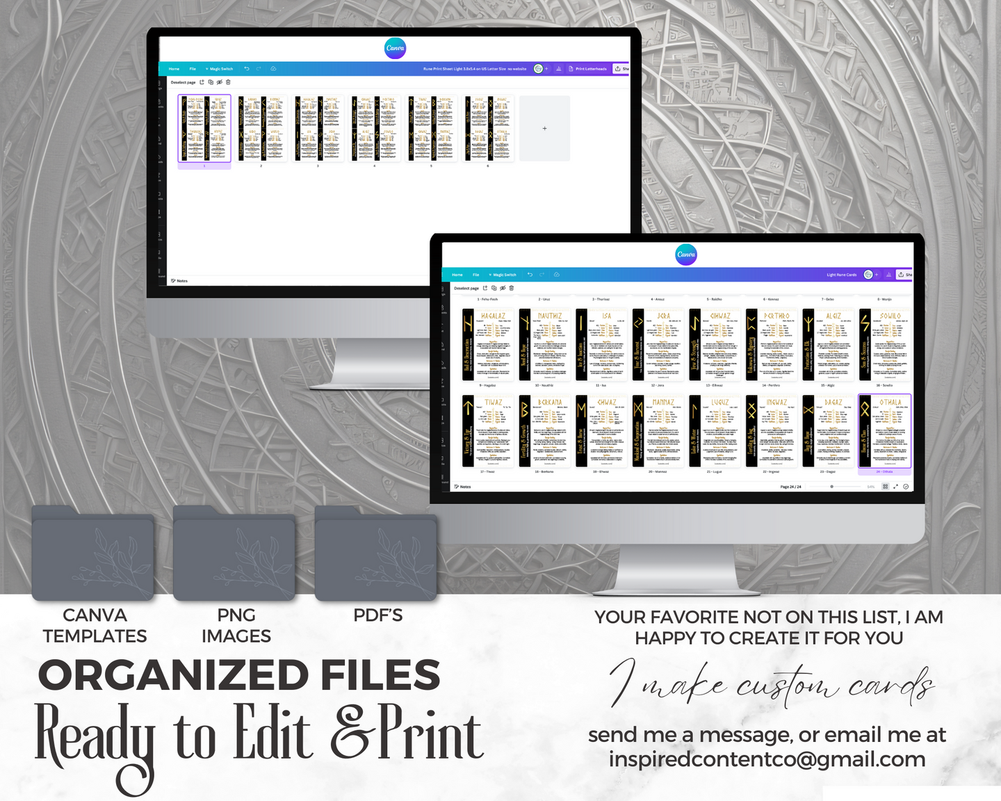 Elder Futhark Rune Meaning Cards, Printable Runic Deck, Editable Rune ...