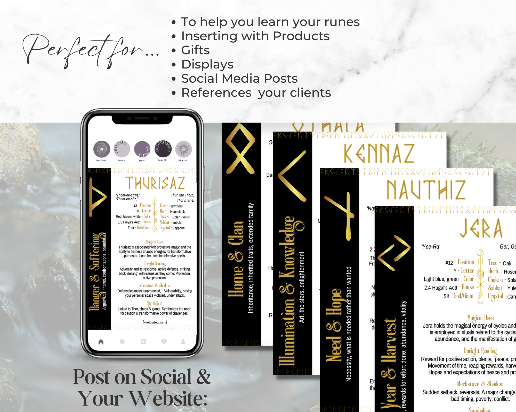 Elder Futhark Rune Meaning Cards, Printable Runic Deck, Editable Rune ...