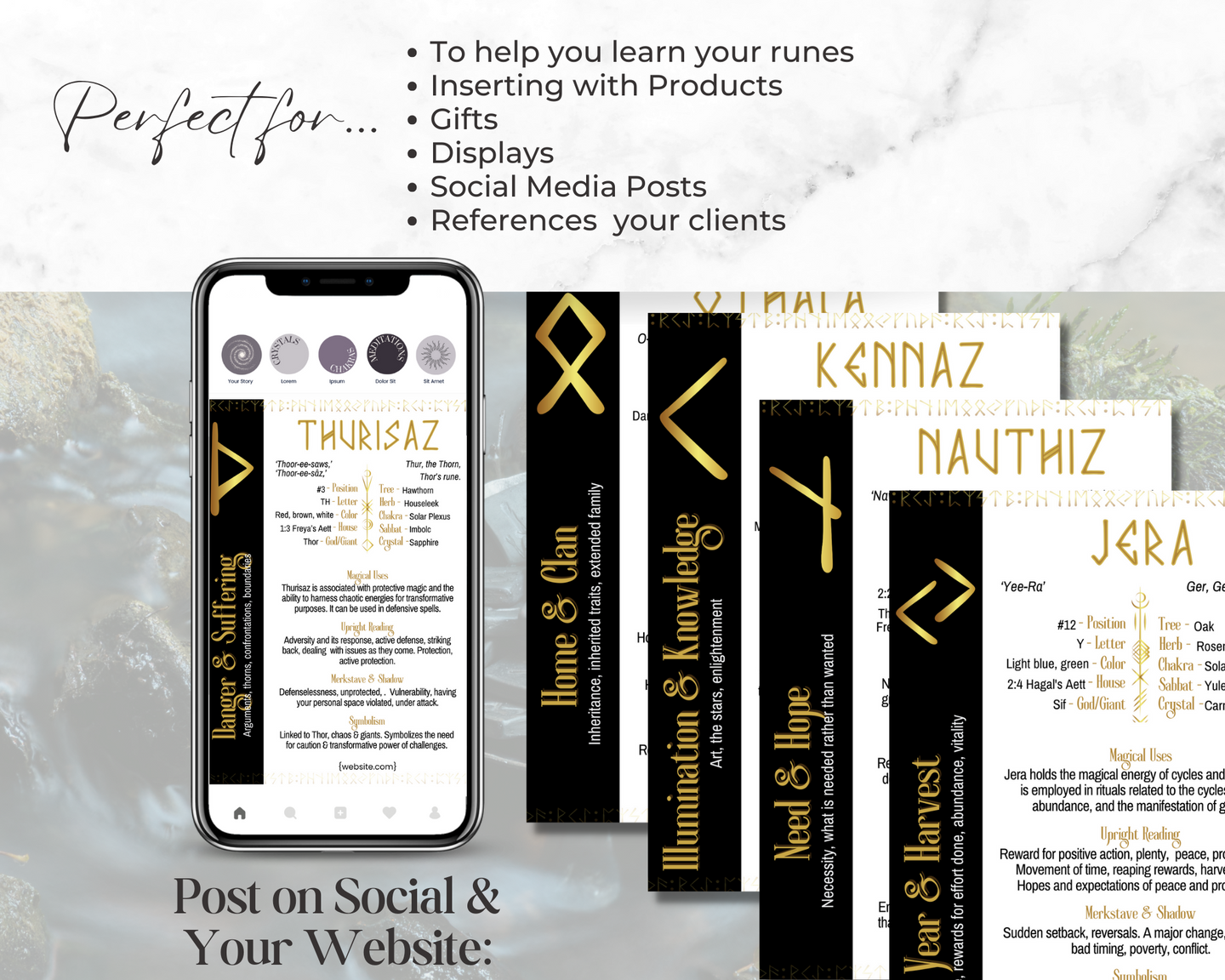 Elder Futhark Rune Meaning Cards, Printable Runic Deck, Editable Rune ...