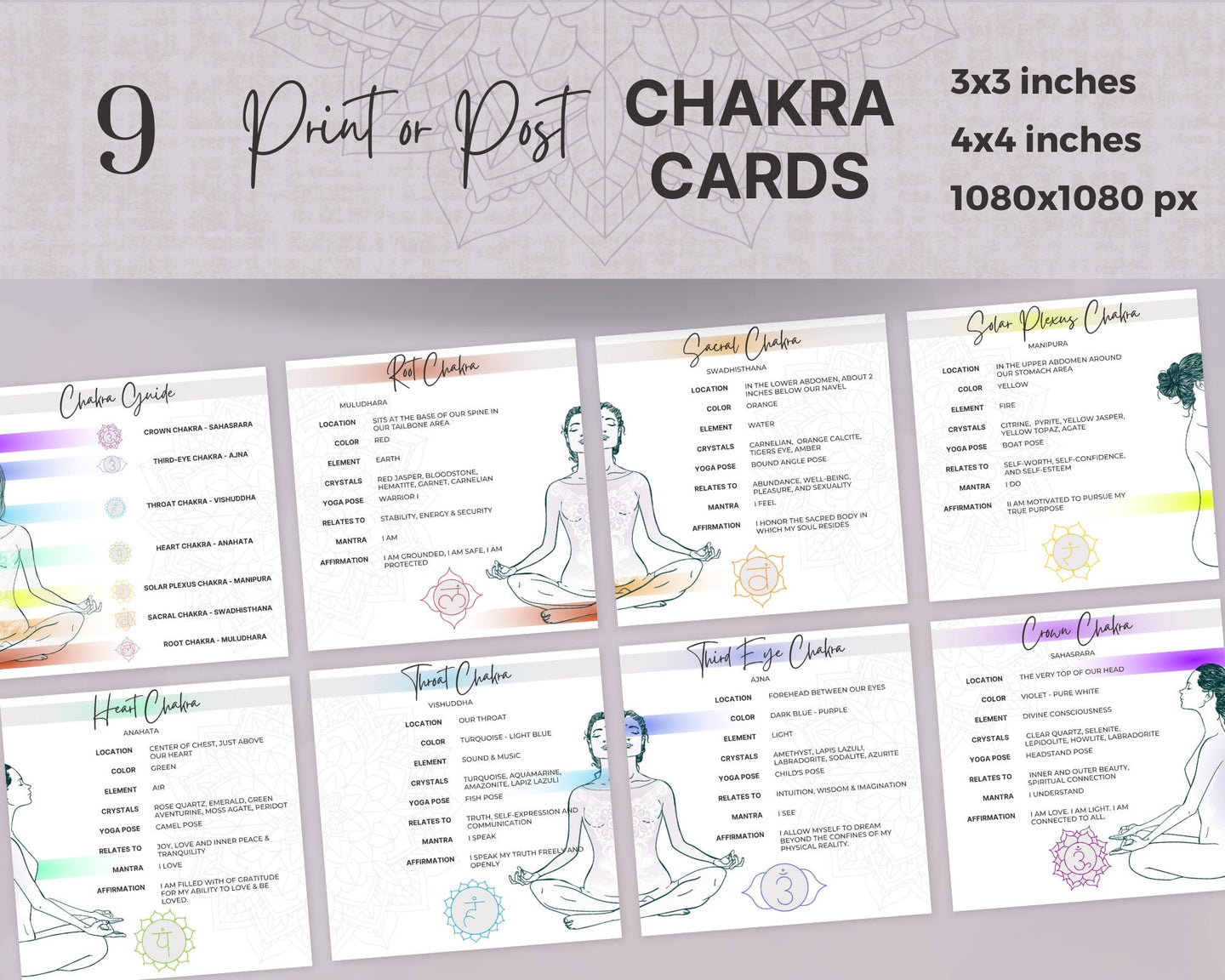 Chakra Meaning Cards, Printable Chakra Cards, Chakra Carousel Post, Ch ...