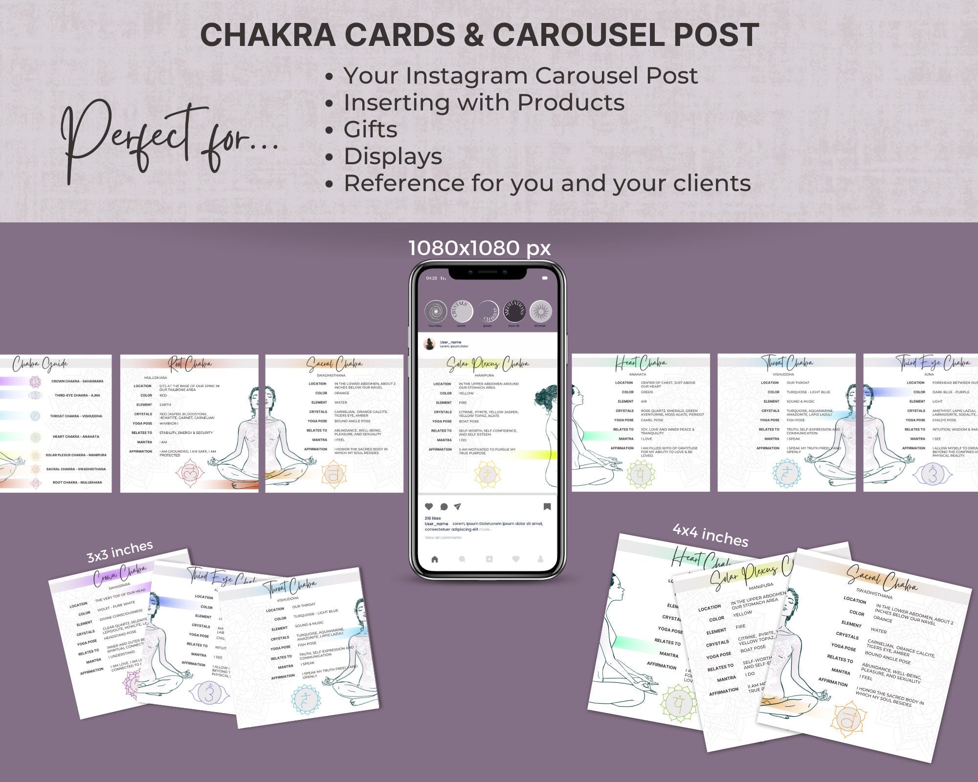 Chakra Meaning Cards, Printable Chakra Cards, Chakra Carousel Post, Ch – Inspired Content Co