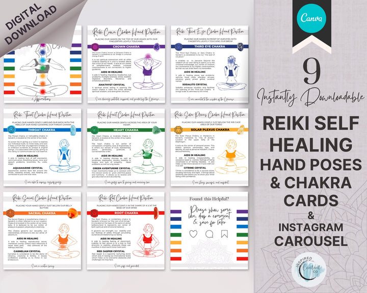 Self Healing Reiki Hand Position Reference Cards – Inspired Content Co