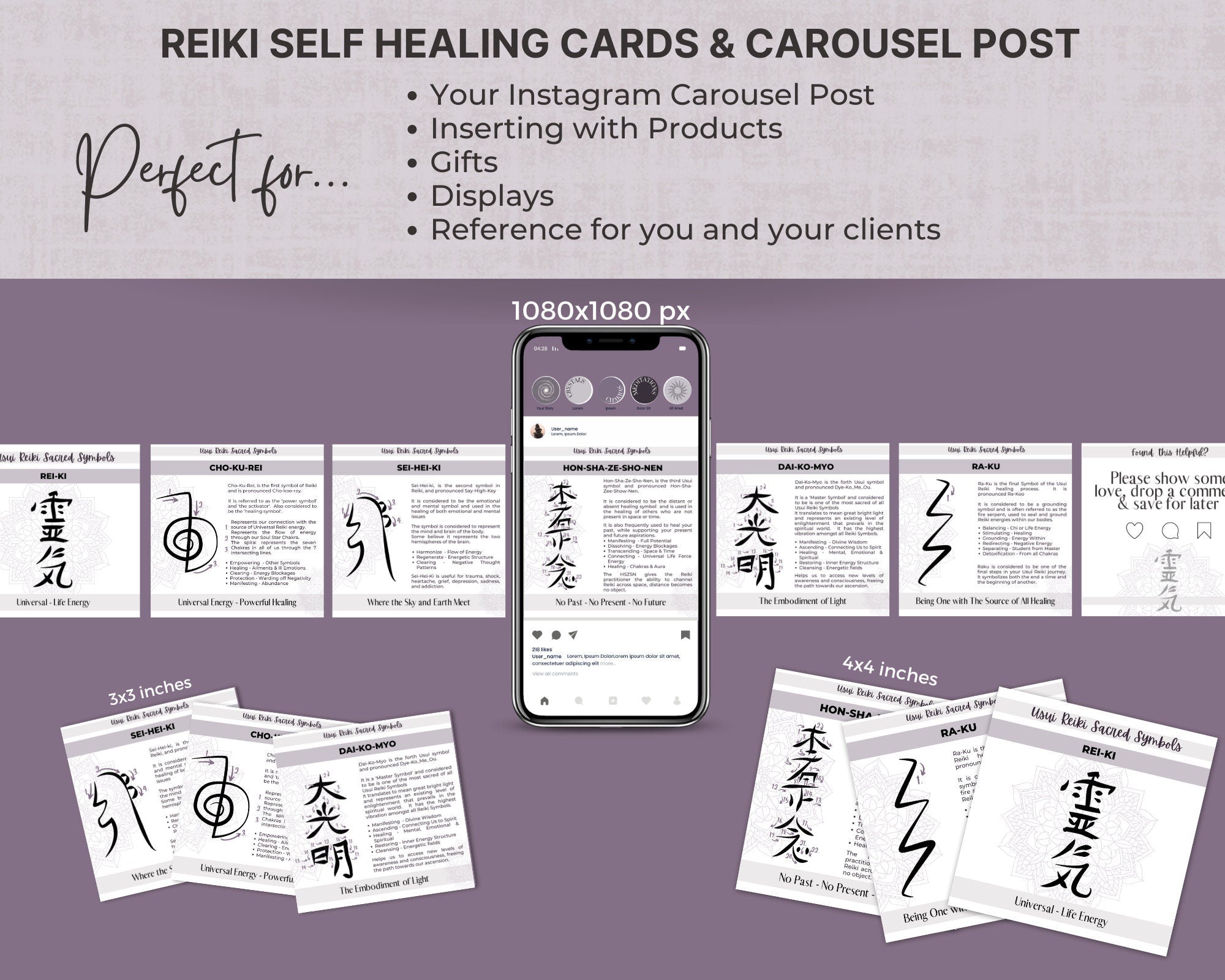 5 Reiki Symbols Cards, Usui Reiki Symbols, Editable Reiki Symbol Cards ...