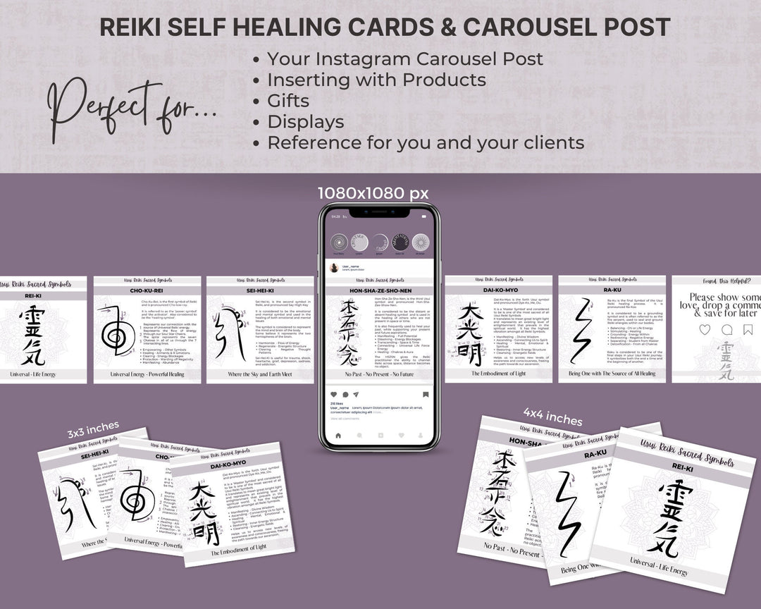 5 Reiki Symbols Cards, Usui Reiki Symbols, Editable Reiki Symbol Cards ...