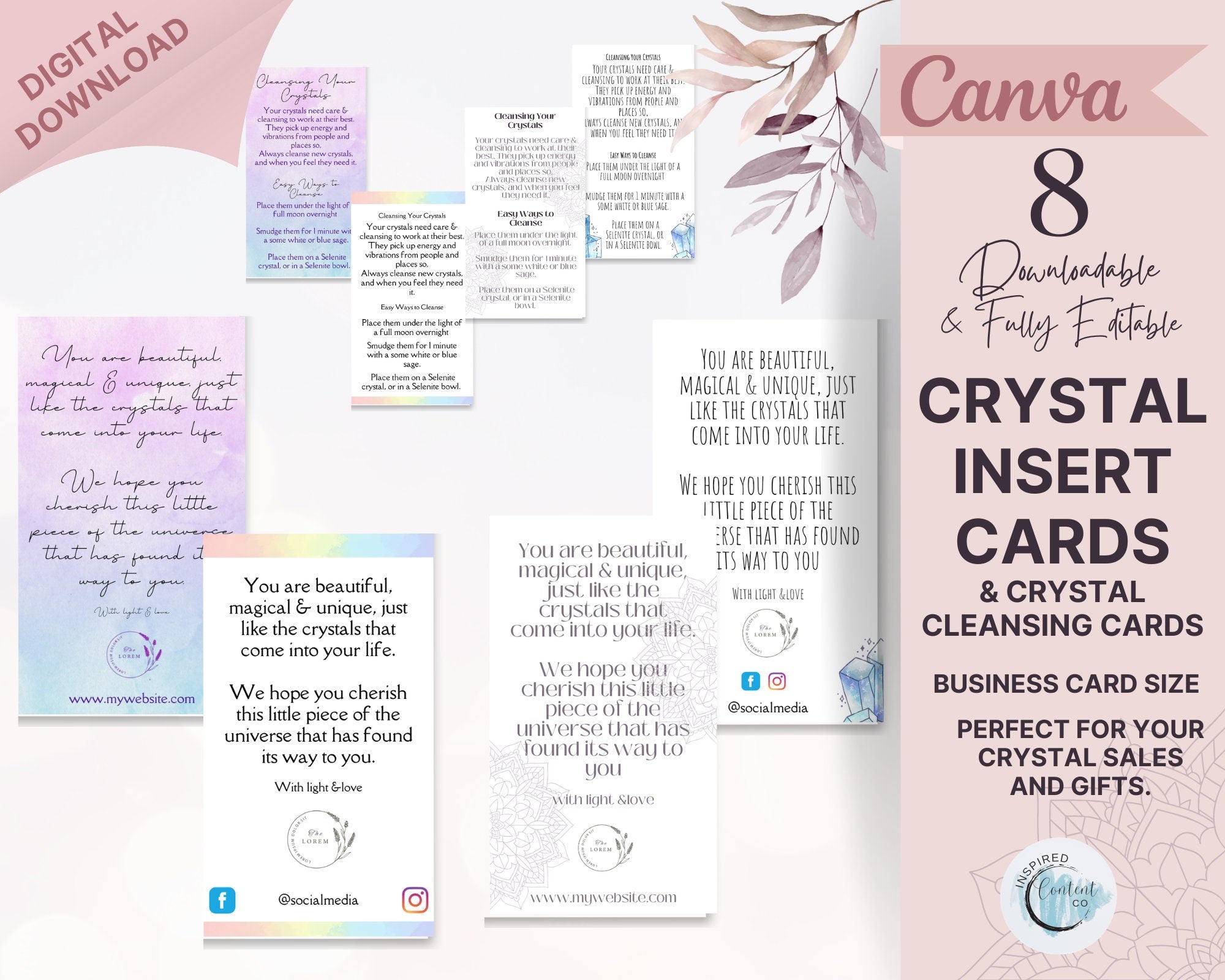 Crystal Insert Cards & Crystal Cleansing Cards Set – Inspired Content Co