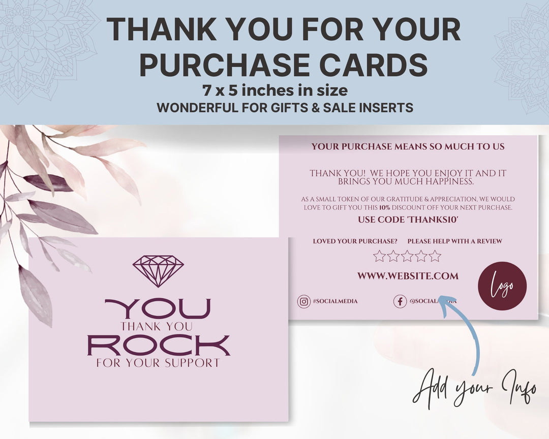 Crystal Thank You Card, You Rock Card, Thank you insert for yr Crystal ...