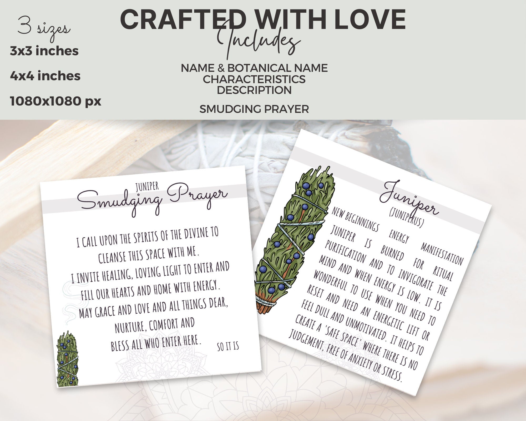 5 Smudging Cards & Smudge Prayer Cards with Smudging Instructions Yerb ...