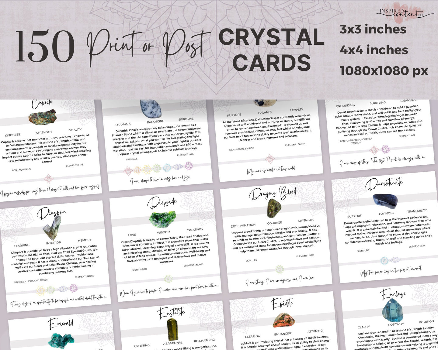 150 Printable Crystal Meaning Cards | Instant Download Crystal Cards ...