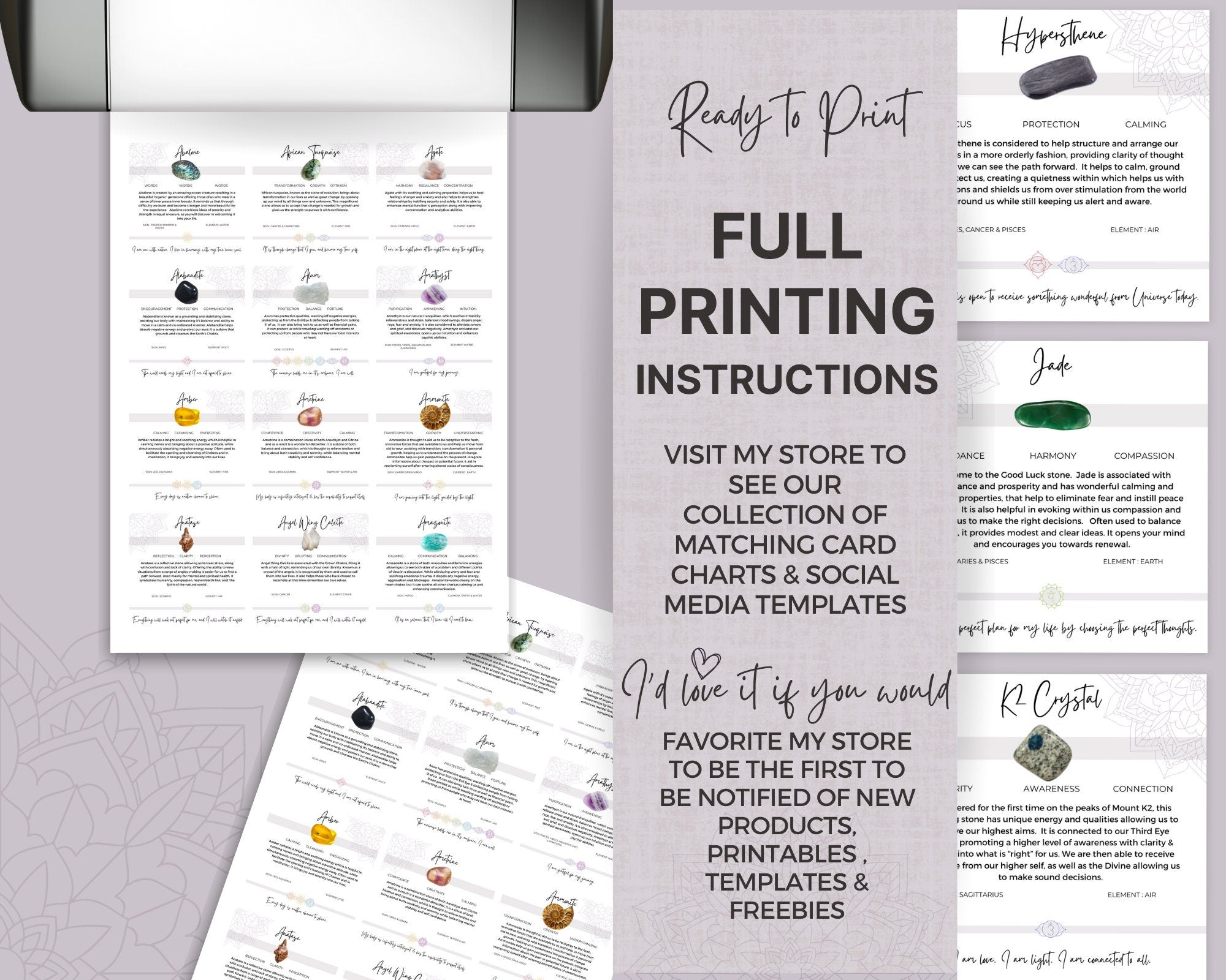150 Printable Crystal Meaning Cards | Instant Download Crystal Cards ...