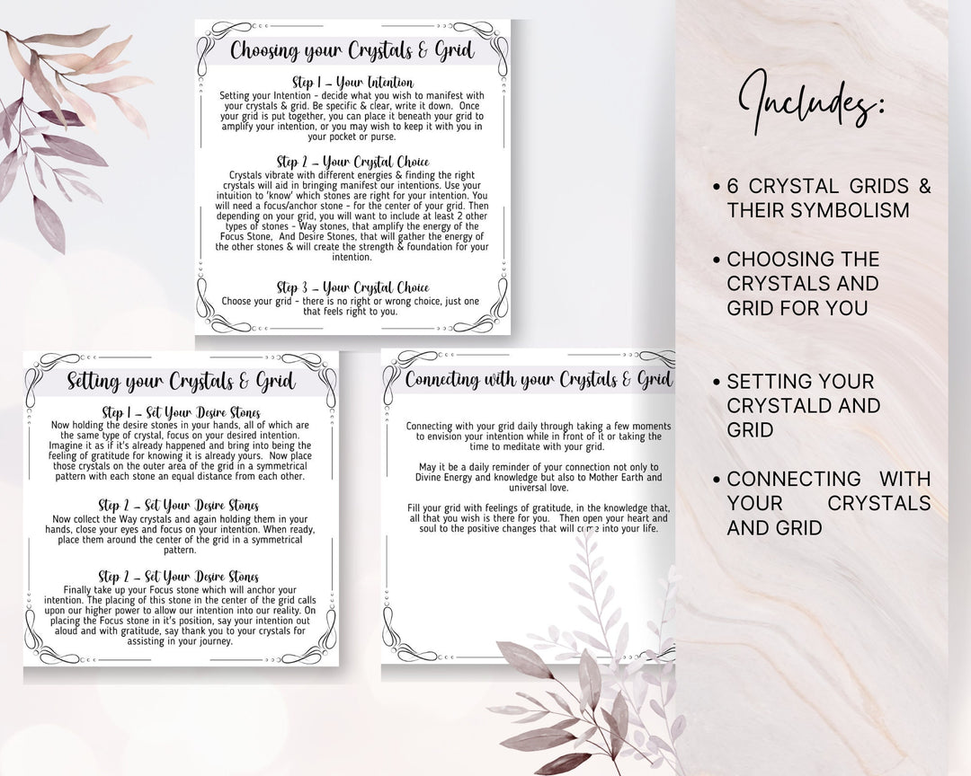 Grid for Crystals, Printable Grid Cards, Chakra Crystal Grid for Manif ...