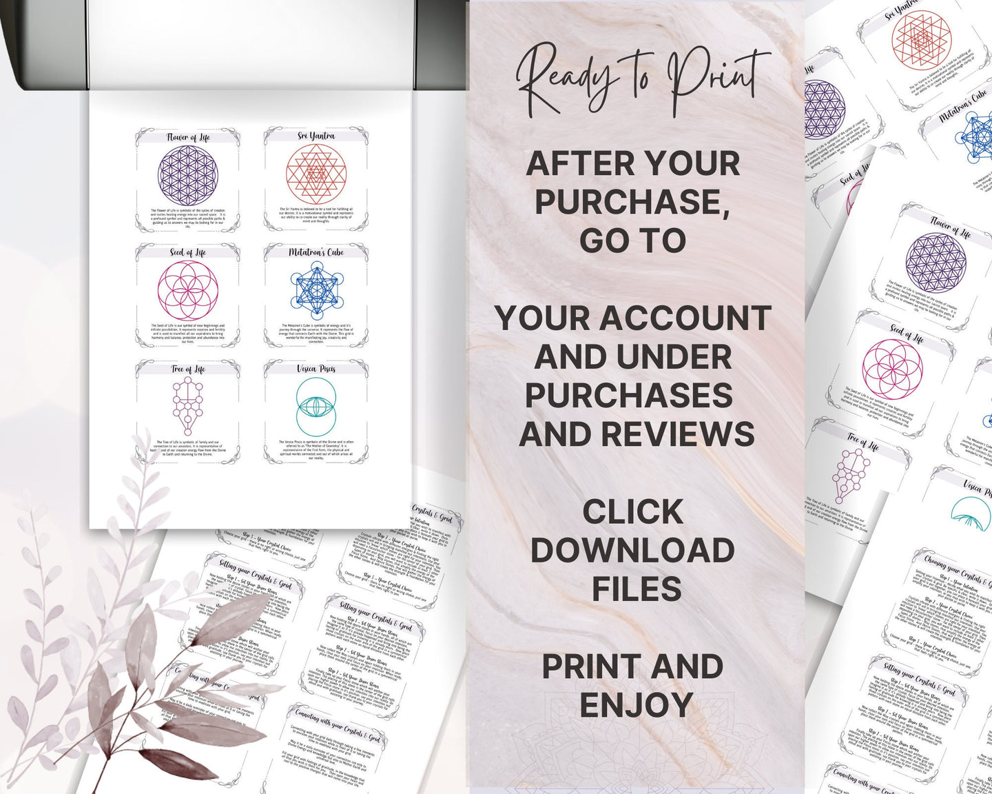 Grid for Crystals, Printable Grid Cards, Chakra Crystal Grid for Manif ...