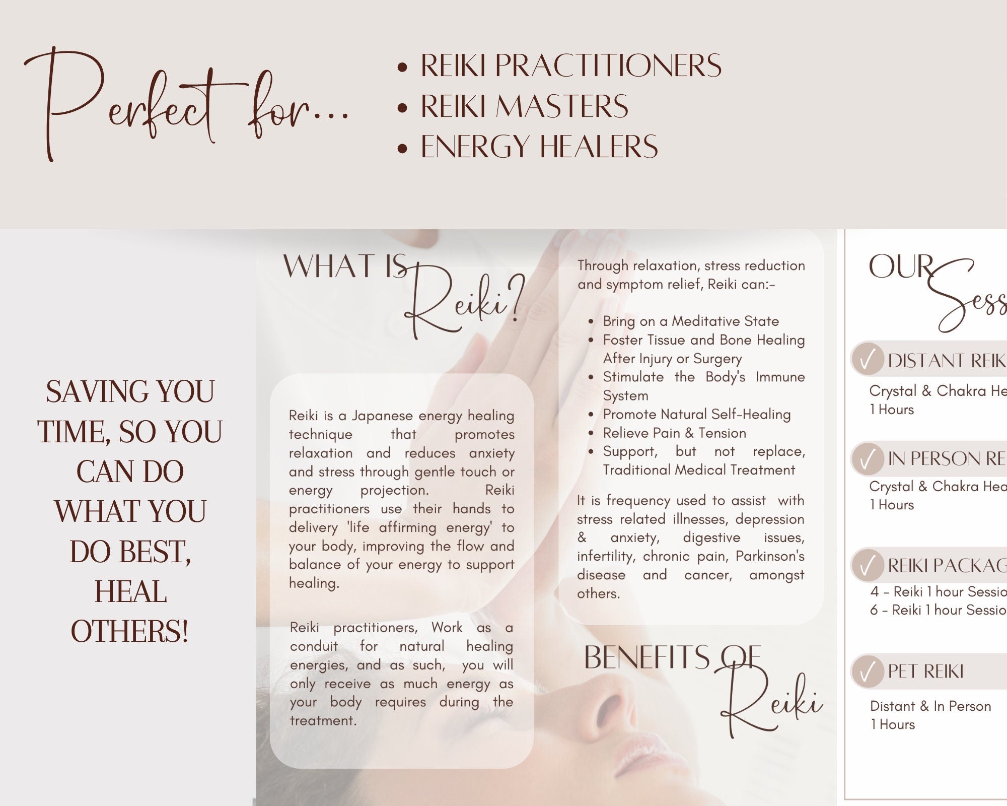 Reiki Marketing Brochure, Reiki Brochure for your Energy Healing ...
