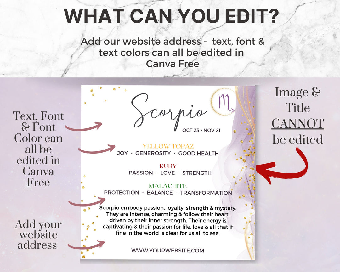 Crystal Zodiac Cards, Printable Zodiac Cards with Birthstones, Zodiac ...