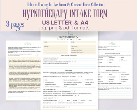 Hypnotherapy Intake Form and Consent Form, Holistic Healing Hypnosis ...