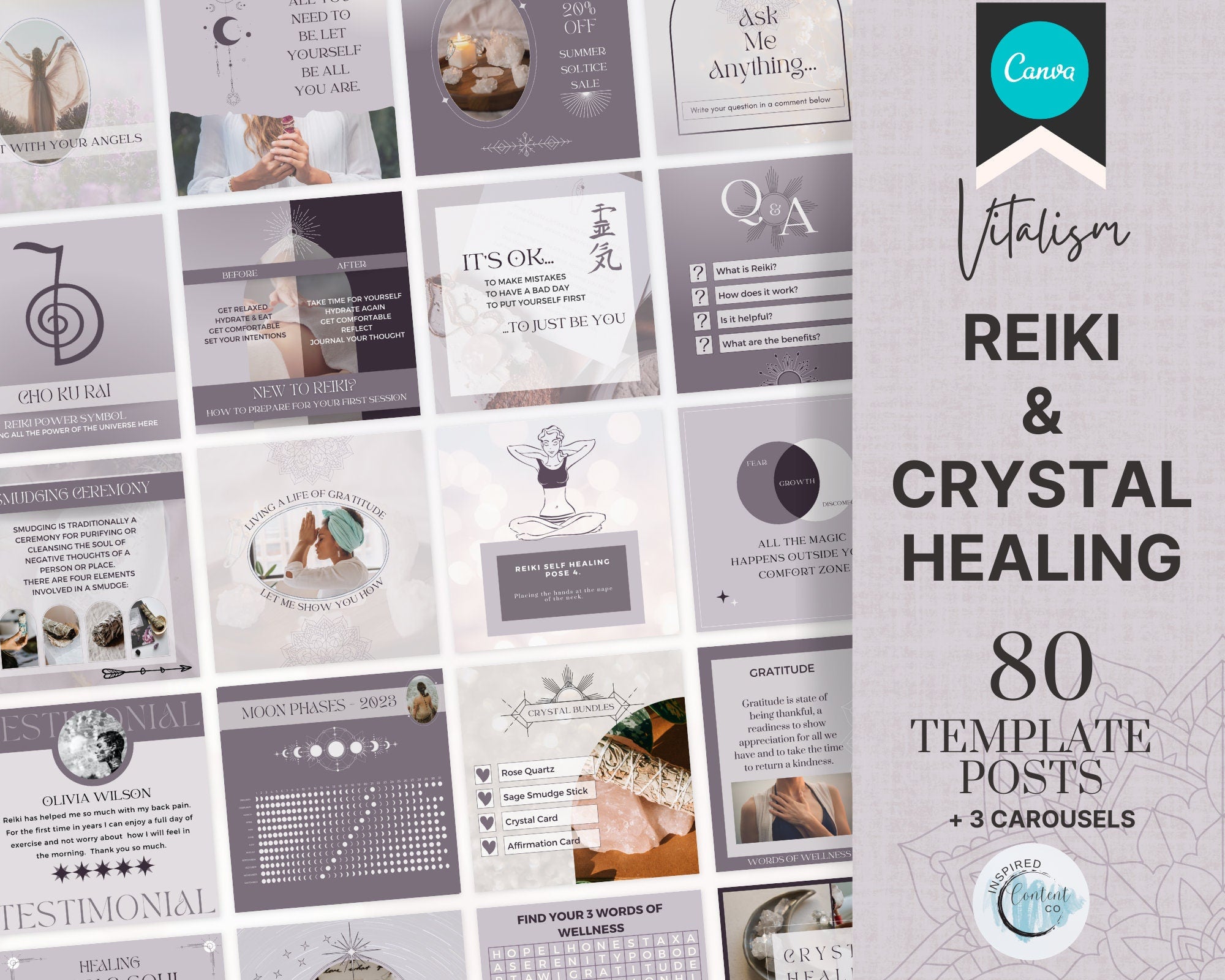 Reiki Marketing Templates Divine Aura Reiki Social Media Canva