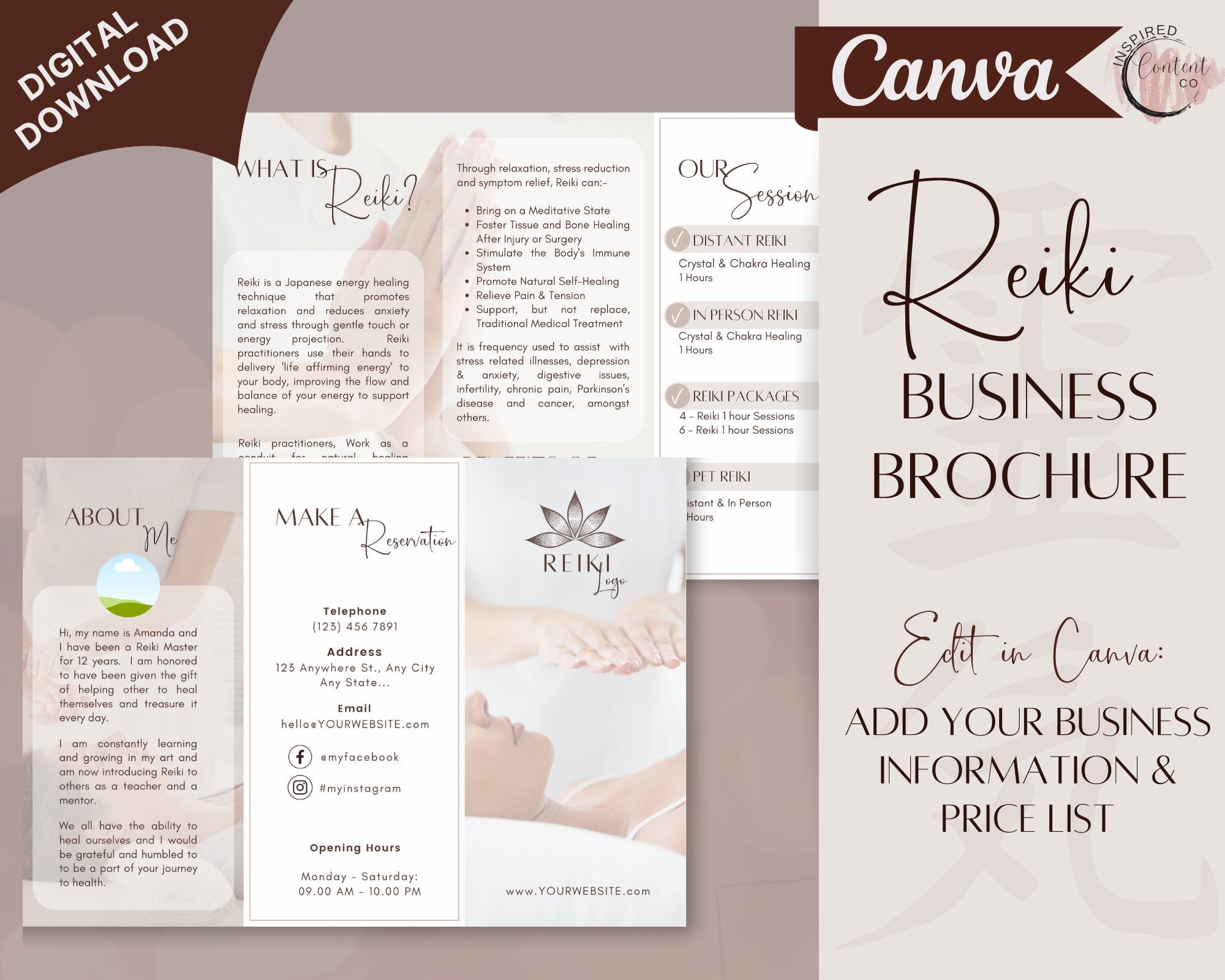 Reiki Marketing Brochure, Reiki Brochure for your Energy Healing ...