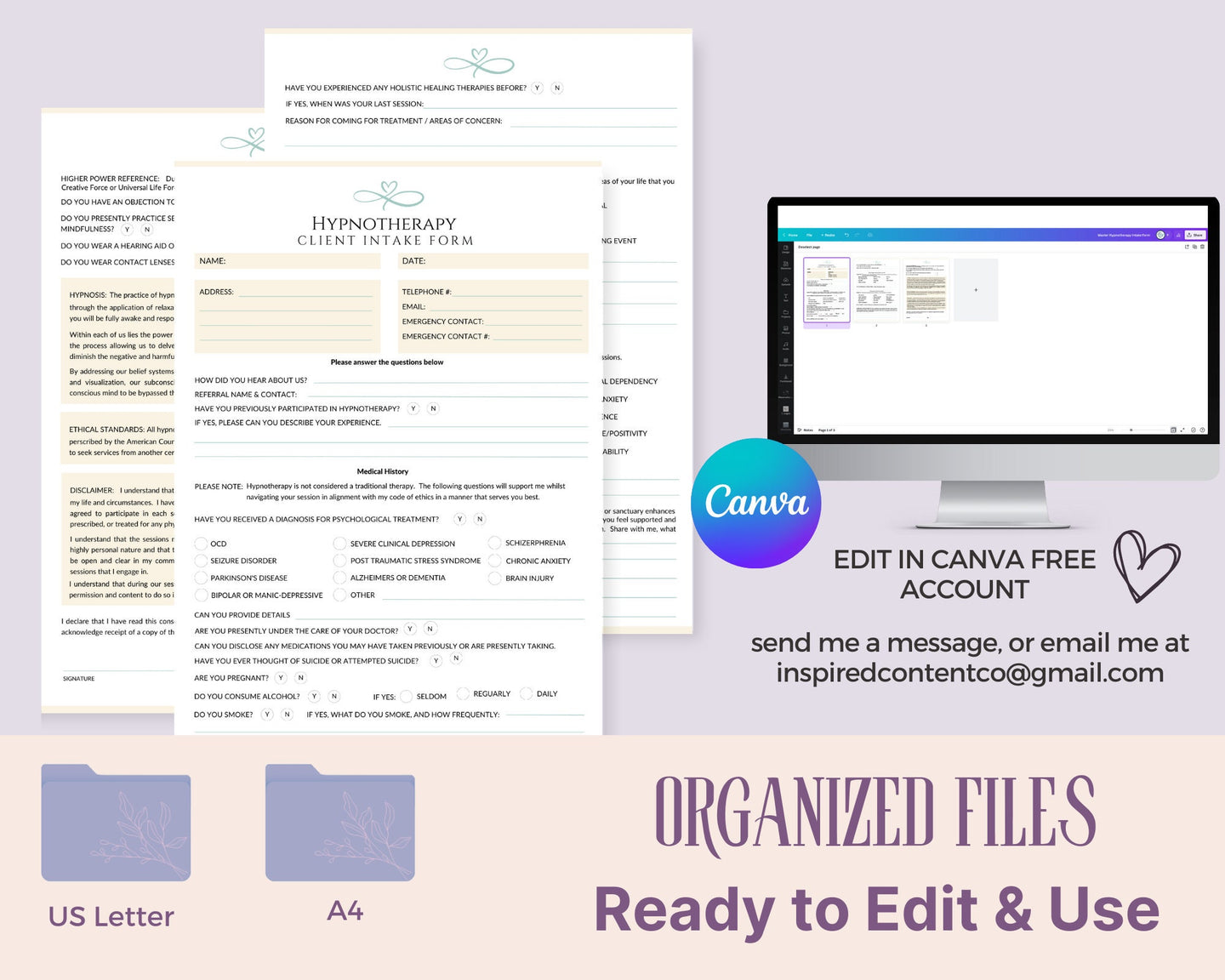 Hypnotherapy Intake Form and Consent Form, Holistic Healing Hypnosis ...